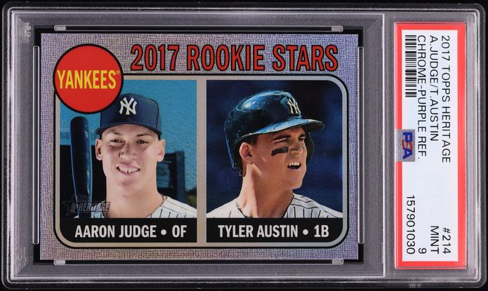 2017 Topps Heritage Chrome Purple Refractor Tyler Austin Aaron Judge ...