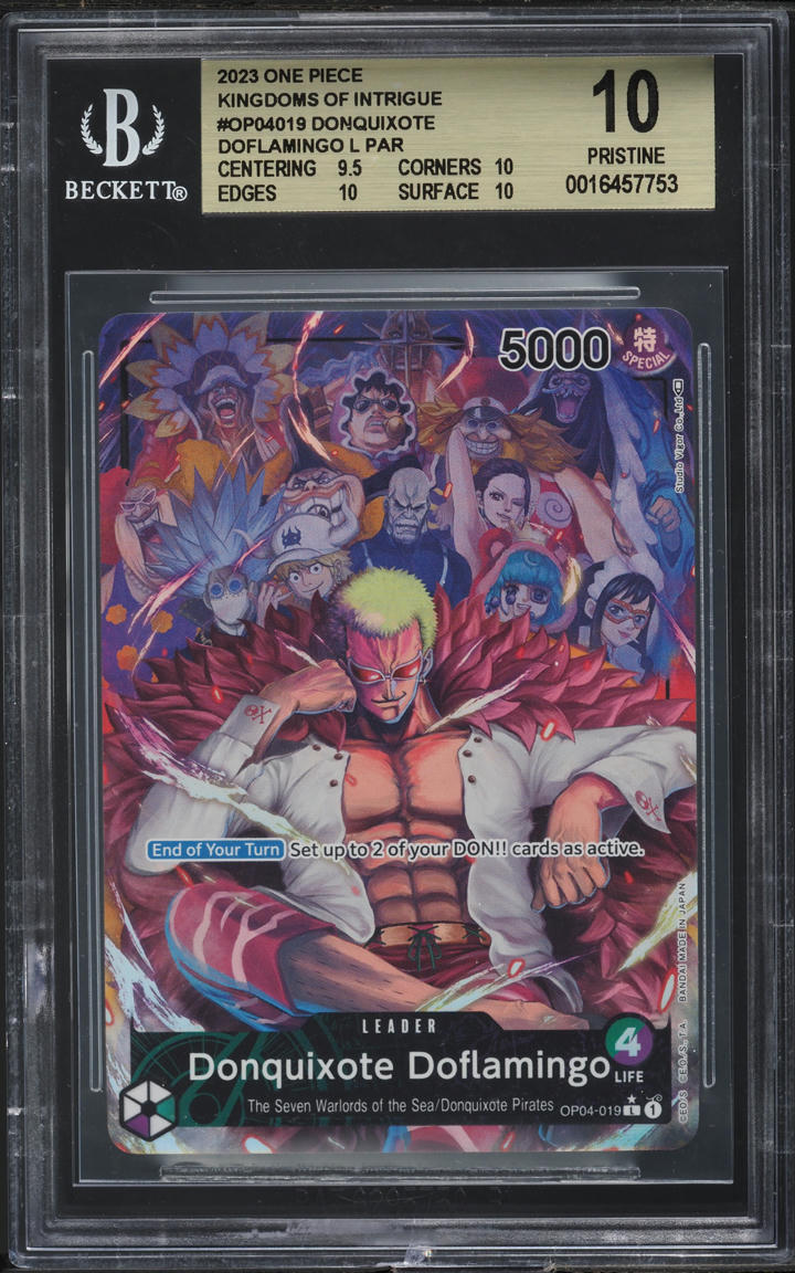 2023 One Piece Kingdoms Of Intrigue Donquixote Doflamingo #OP04-019 BGS 10 on Fanatics Collect