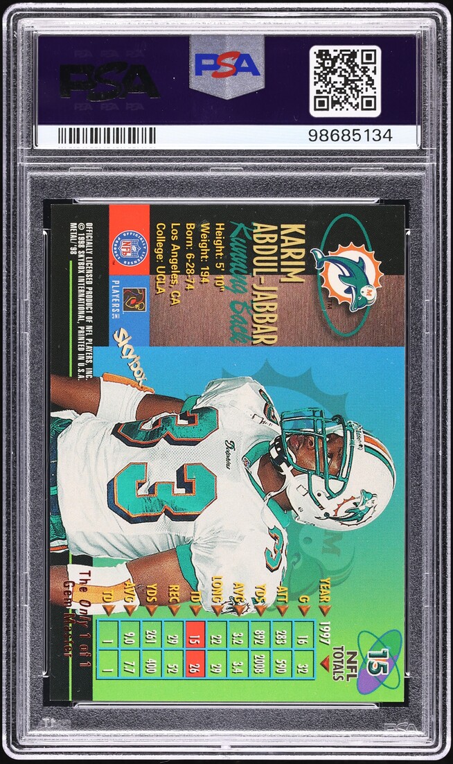 1998 Metal Universe Gem Master Karim Abdul-Jabbar 1/1 #15 PSA 7 NRMT on ...