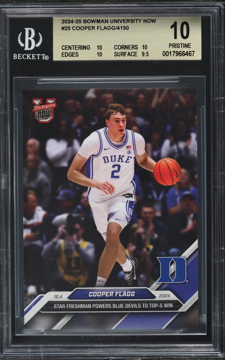 2024 Bowman University Now Cooper Flagg ROOKIE #25 BGS 10 PRISTINE on ...