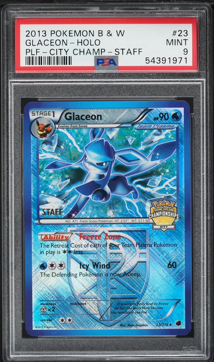2013 Pokemon BW Plasma Freeze City Championships Staff Holo Glaceon #23 ...