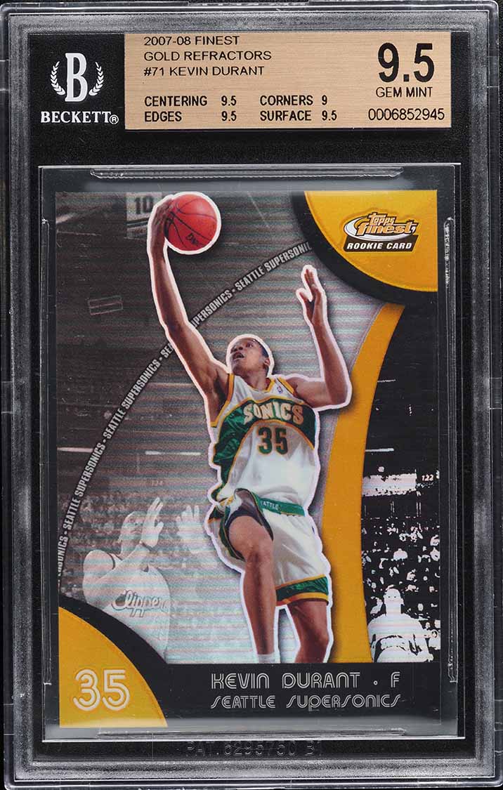 2007 Finest Gold Refractor Kevin Durant ROOKIE /25 #71 BGS 9.5 GEM MINT ...