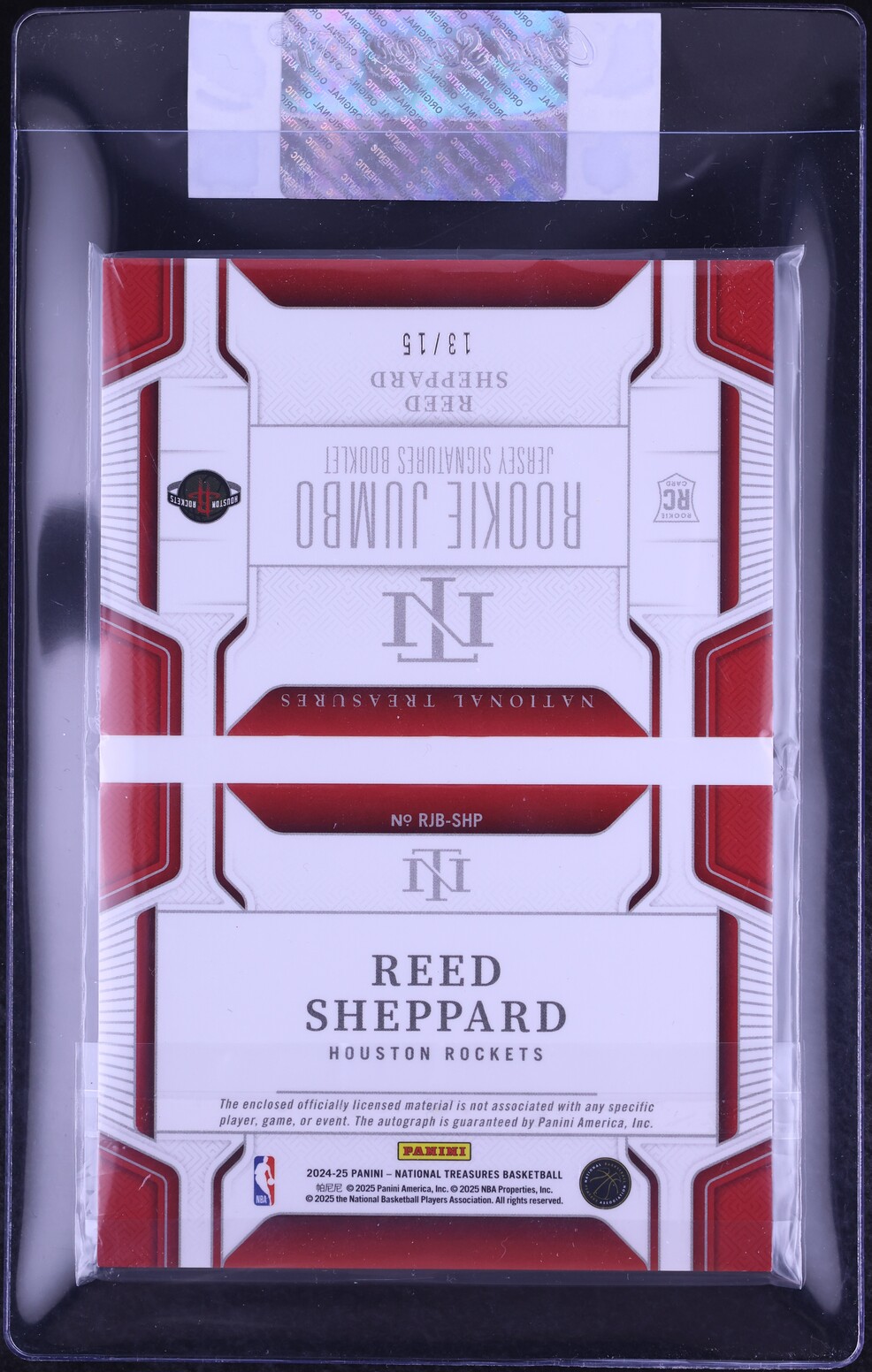 2024 National Treasures Jumbo Book Prime Team Logo Reed Sheppard ROOKIE ...