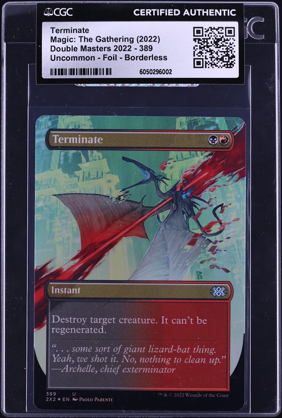 2022 Magic The Gathering MTG DM Foil Borderless Terminate #389 CGC AUTH on Fanatics Collect