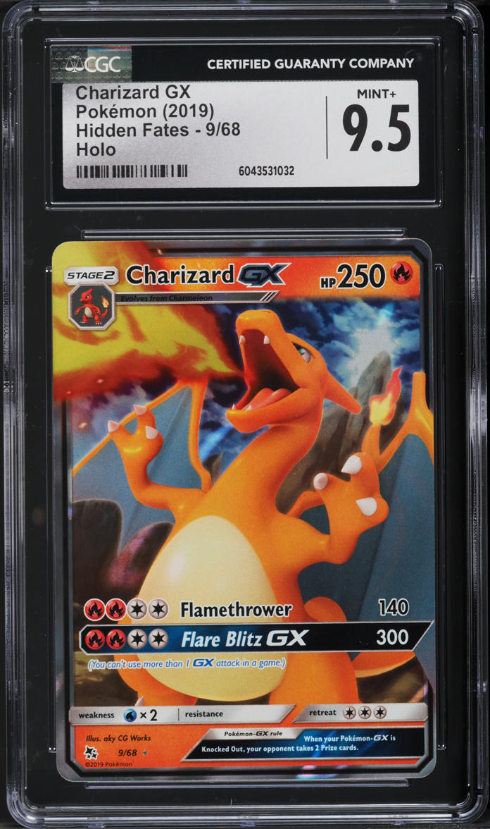 2019 Pokemon Sun & Moon Hidden Fates Charizard GX #9 CGC 9.5 MINT+ on ...