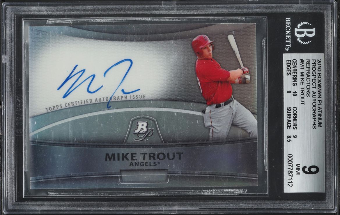 2010 Bowman Platinum Refractor Mike Trout PROSPECT AUTO #BPA-MT BGS 9 MINT on Fanatics Collect