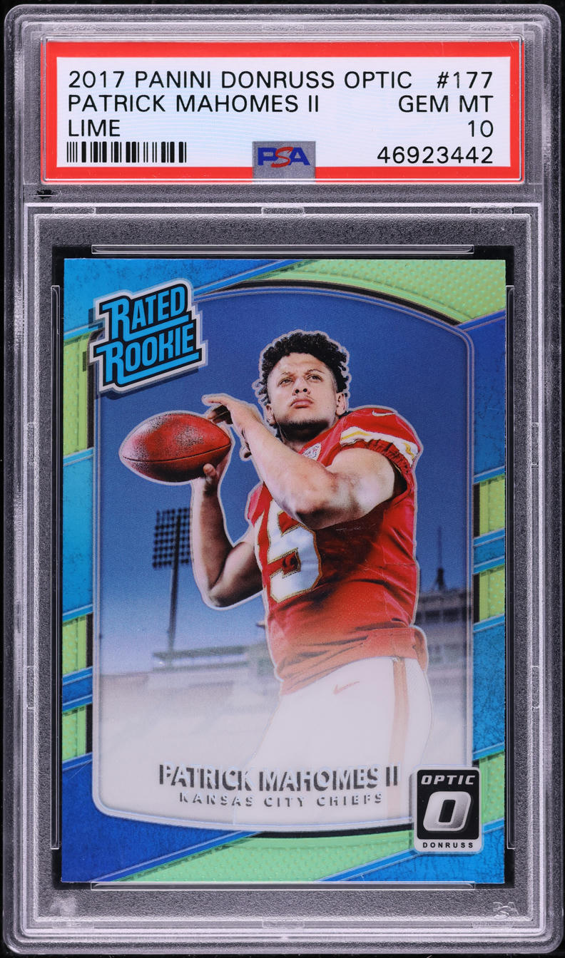 2017 Donruss Optic Lime Patrick Mahomes II ROOKIE #177 PSA 10 GEM MINT on Fanatics Collect