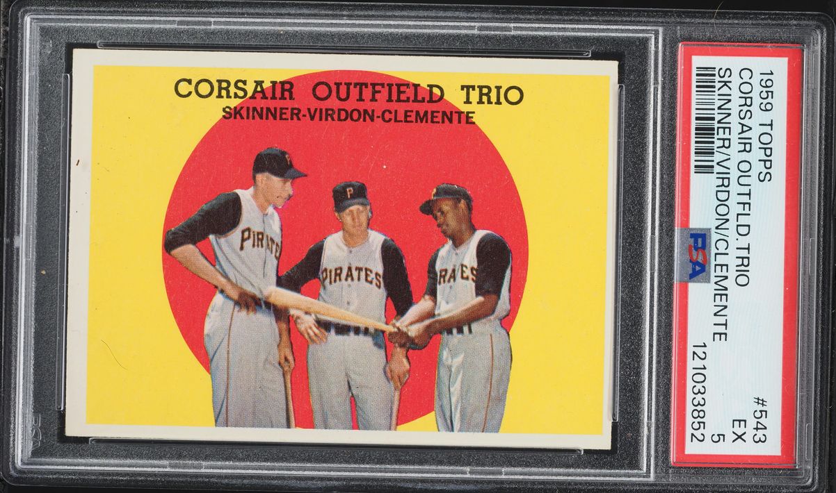 1959 Topps Roberto Clemente Virdon Skinner CORSAIR OUTFIELD TRIO #543 ...