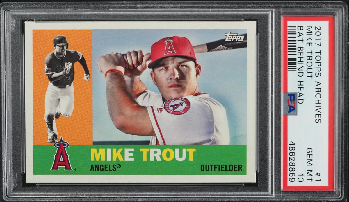 2017 Topps Archives Bat Behind Head Mike Trout #1 PSA 10 GEM MINT on ...