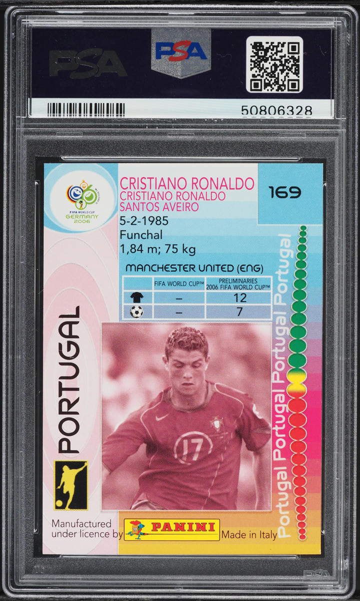 2006 Panini World Cup Germany Cristiano Ronaldo #169 PSA 8 NM-MT on ...
