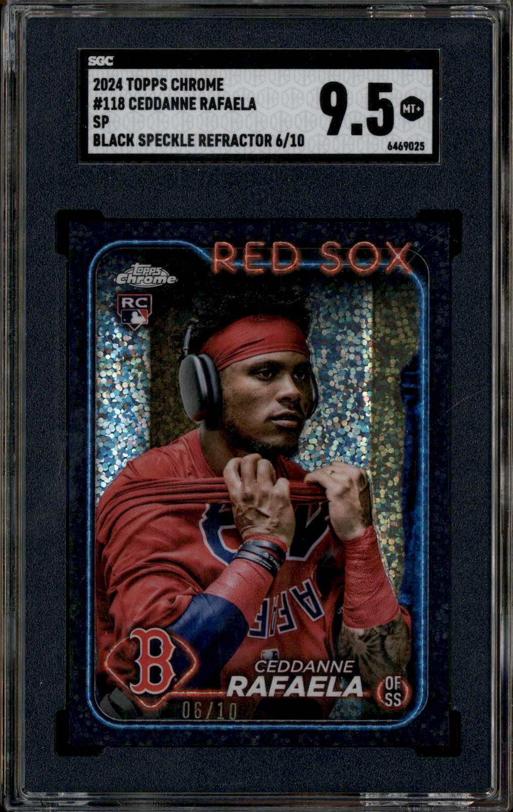 2024 Topps Chrome Black Speckle Refractor Ceddanne Rafaela SP RC /10 ...