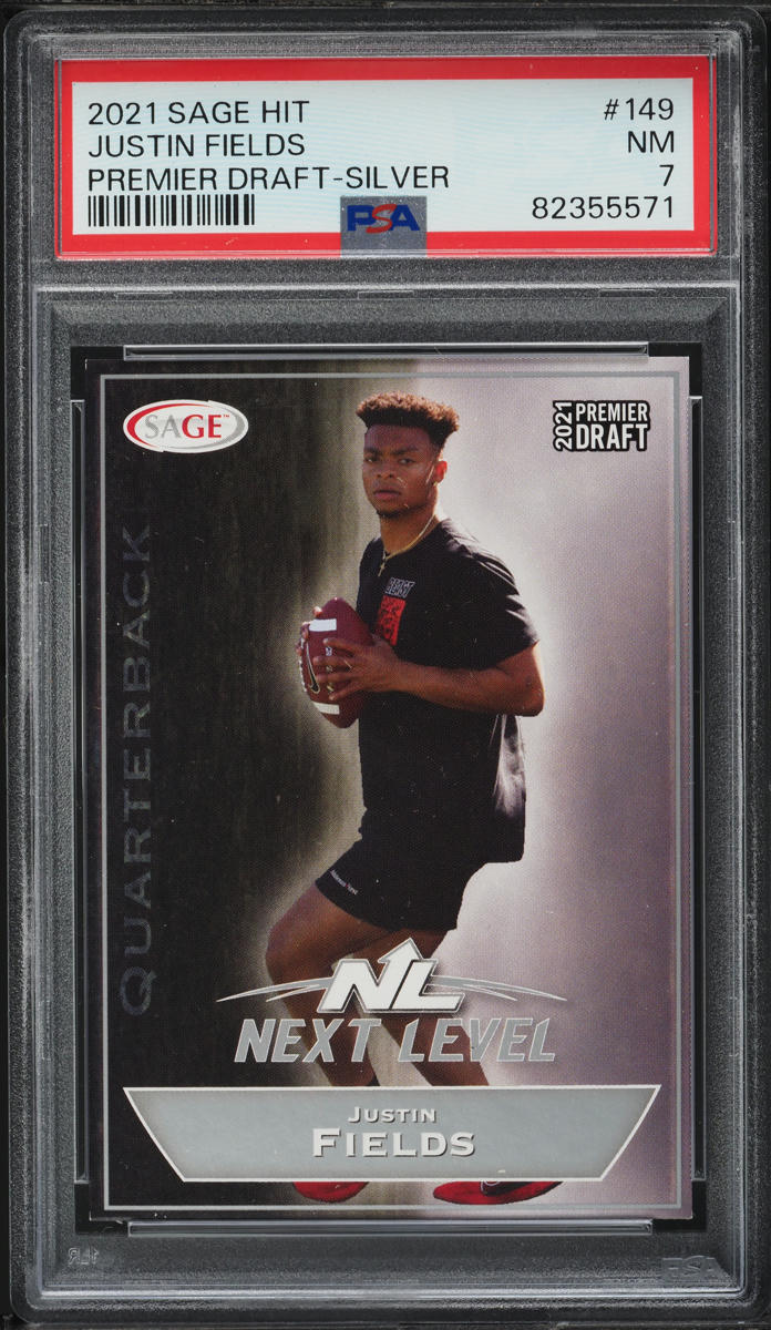 2021 Sage Hit Premier Draft Silver Justin Fields ROOKIE #149 PSA 7 NRMT ...