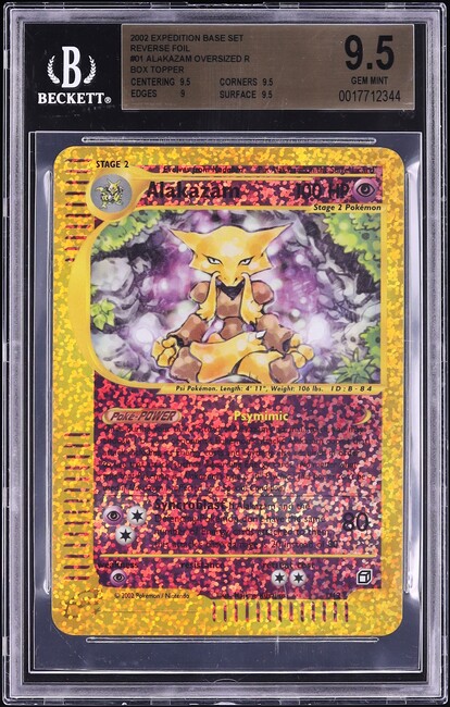 2002 Pokemon Expedition Box Topper Alakazam #1 BGS 9.5 GEM MINT on ...