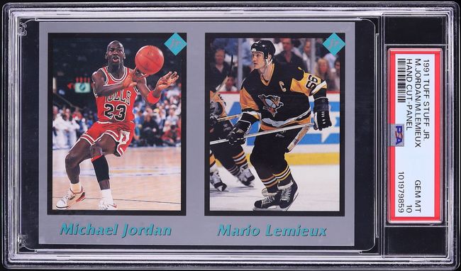 1991 Tuff Stuff Jr. Panel Michael Jordan Mario Lemieux PSA 10 GEM MINT ...