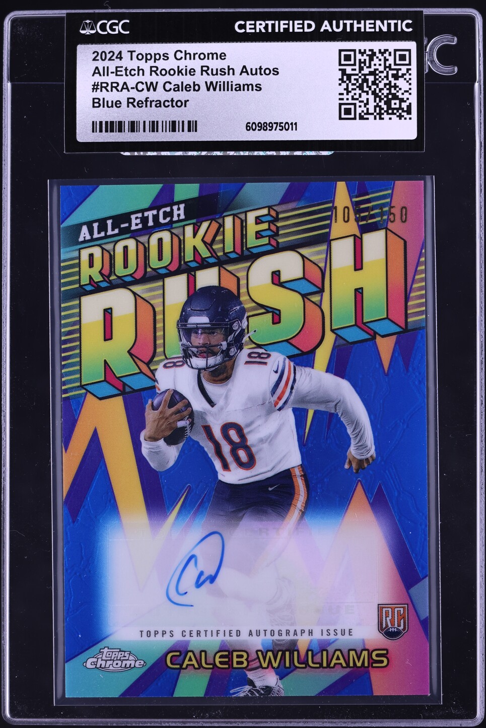 2024 Topps Chrome All-Etch Rush Blue Refractor Caleb Williams ROOKIE ...