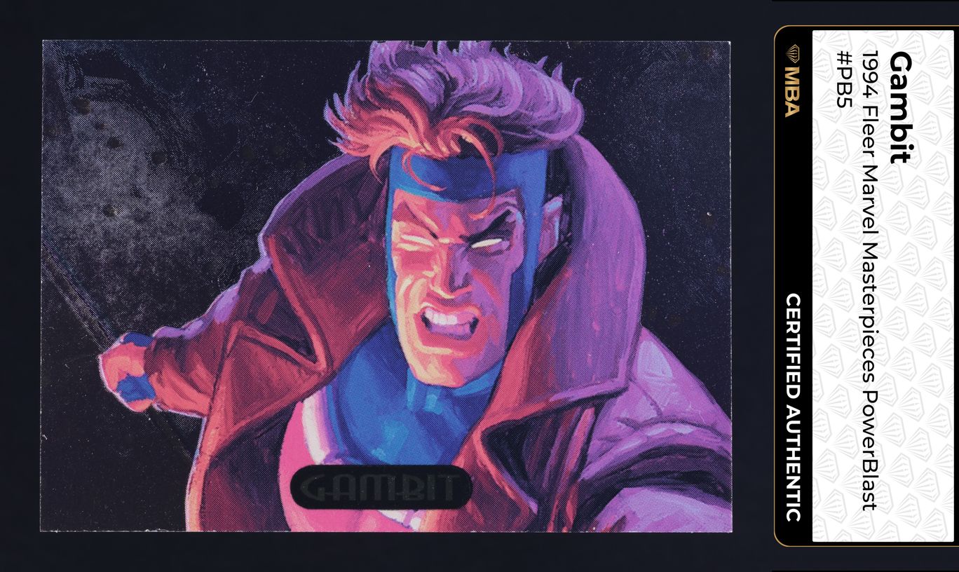 1994 Fleer Marvel Masterpieces PowerBlast Gambit #PB5 MBA AUTH on ...
