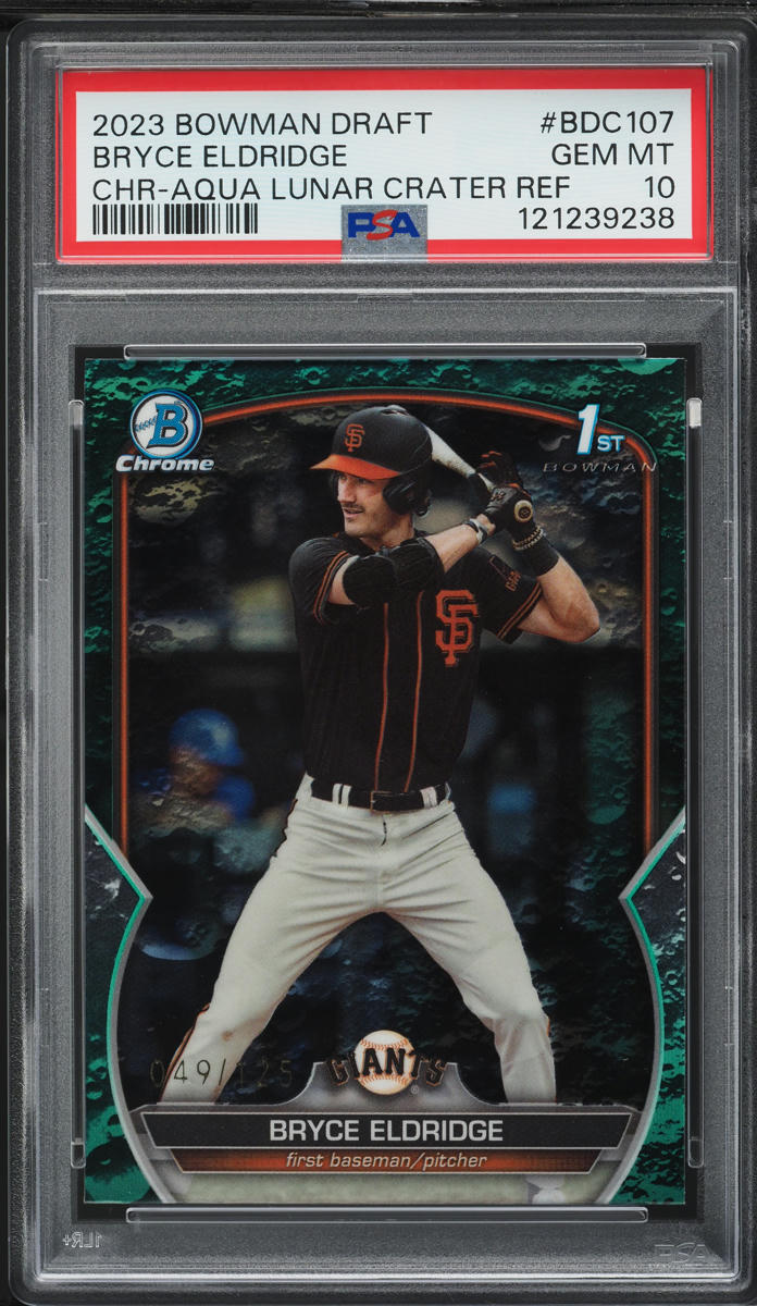 2023 Bowman Chrome Aqua Lunar Crater Ref Bryce Eldridge PROSPECT /125 ...
