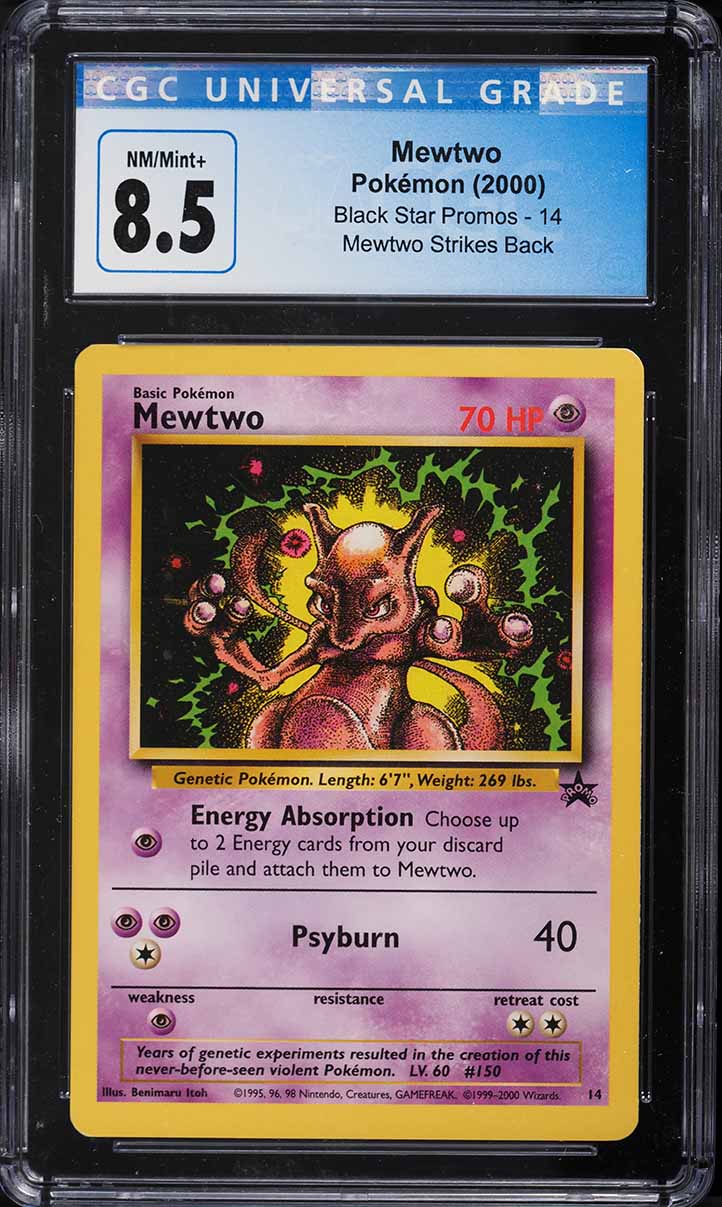 2000 Pokemon Black Star Promo Mewtwo Strikes Back Mewtwo #14 CGC 8.5 NM ...