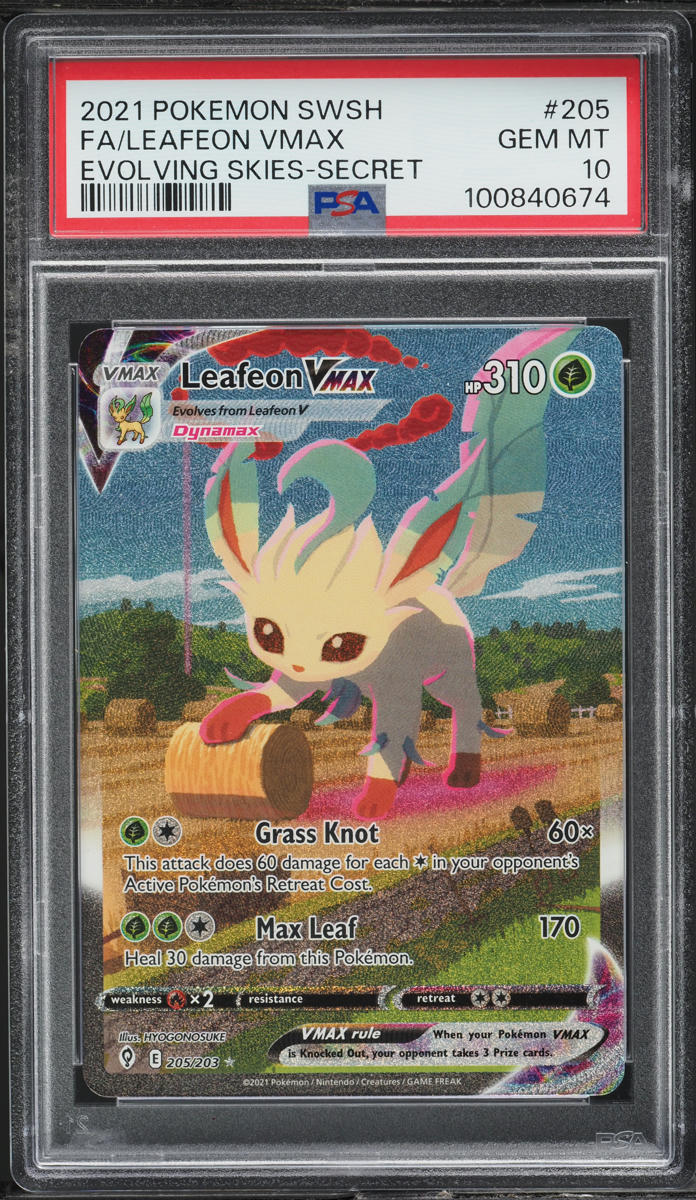 2021 Pokemon SWSH Evolving Skies Alt Art Leafeon VMAX #205 PSA 10 GEM MINT on Fanatics Collect