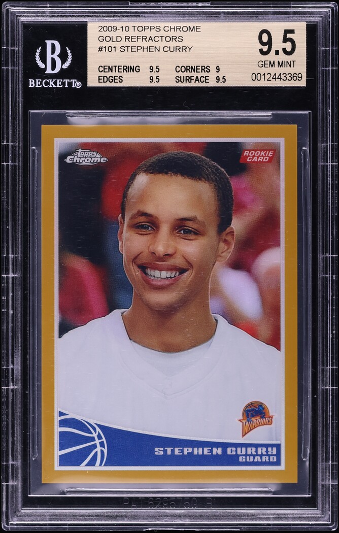 2009 Topps Chrome Gold Refractor Stephen Curry ROOKIE /50 #101 BGS 9.5 ...