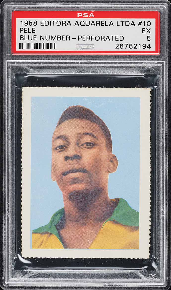 1958 Editora Aquarela Soccer Blue Number Pele ROOKIE #10 PSA 5 EX on ...