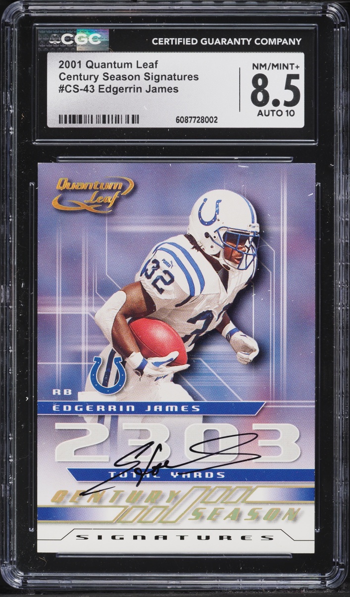 2001 Quantum Leaf Century Season Signatures Edgerrin James AUTO /21 #CS ...