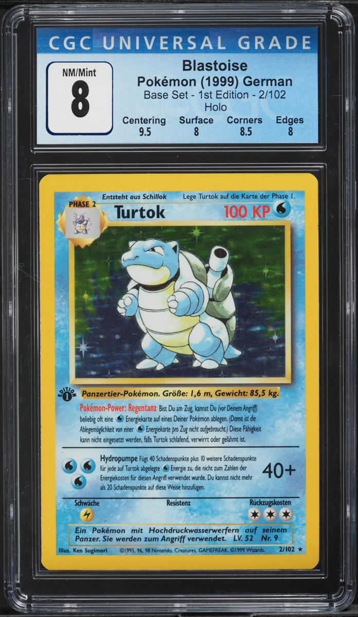 1999 Pokemon German Base Set 1st Edition Holo Blastoise #2 CGC 8 NM-MT ...