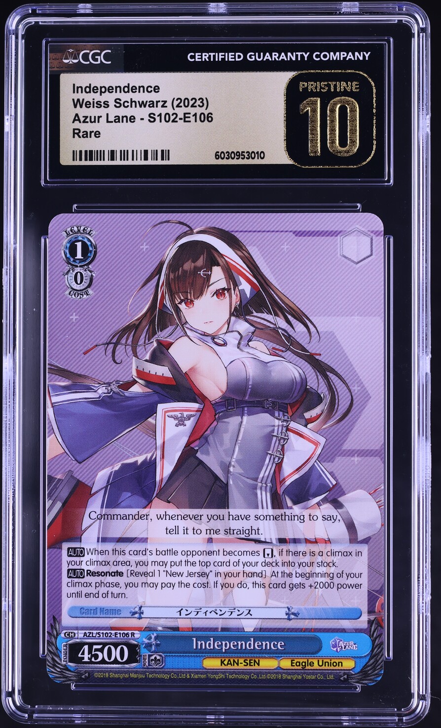 2023 Weiss Schwarz Azur Lane Independence #S102-E106 CGC 10 PRISTINE on ...