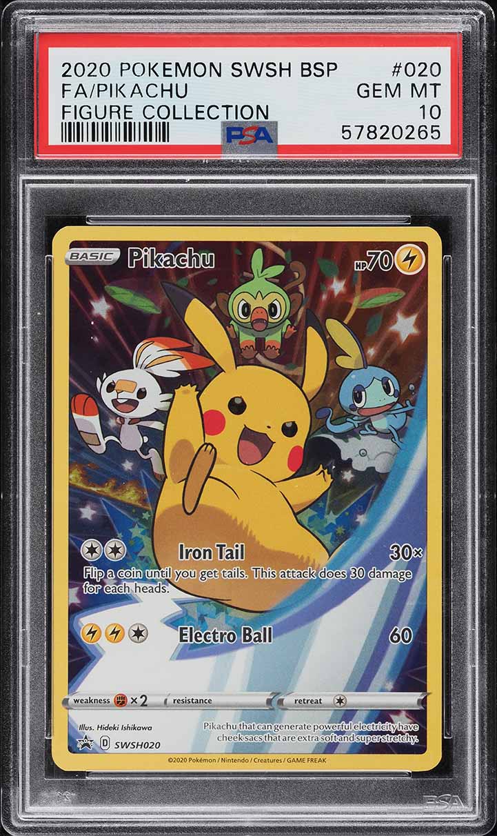 2020 Pokemon SWSH Promo Figure Collection Full Art Pikachu #20 PSA 10 ...