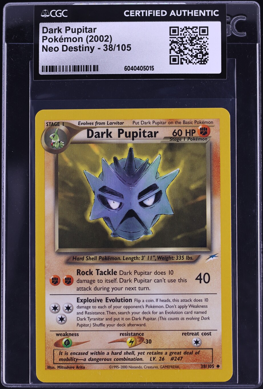 2002 Pokemon Neo Destiny Dark Pupitar #38 CGC AUTH on Fanatics Collect