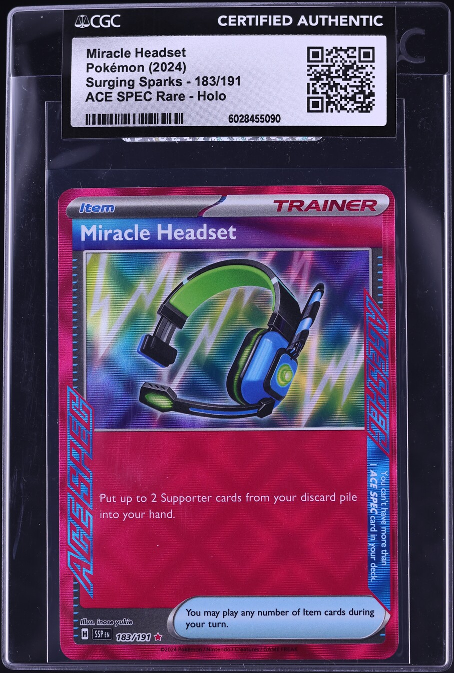 2024 Pokemon SV Surging Sparks Ace Spec Miracle Headset #183 CGC AUTH on Fanatics Collect