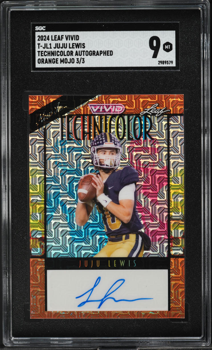 2024 Leaf Vivid Technicolor Orange Mojo Juju Lewis ROOKIE AUTO 3/3 SGC ...