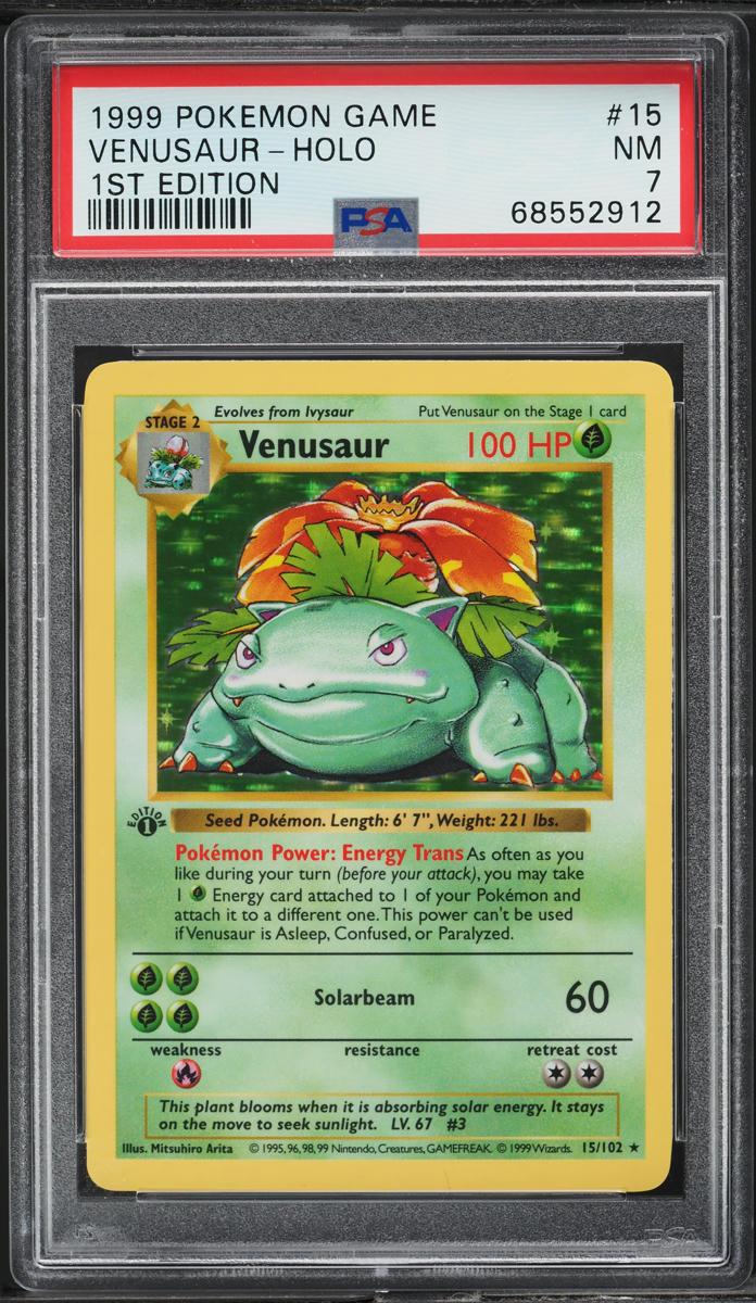 1999 Pokemon Base Set Shadowless 1st Edition Holo Venusaur #15 PSA 7 ...