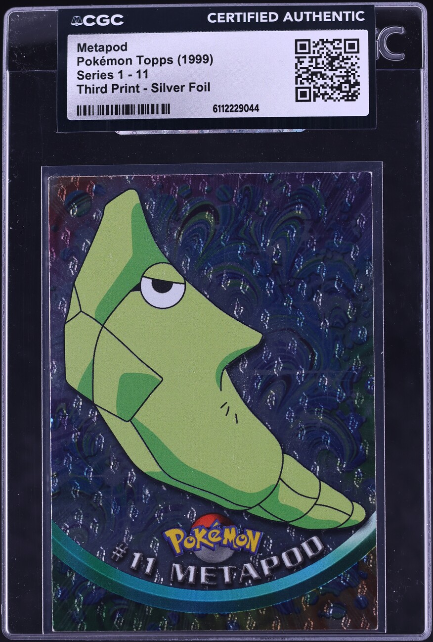 1999 Topps Pokemon Series 1 Third Print Silver Foil Metapod #11 CGC ...