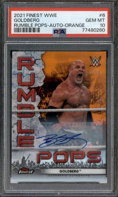 2021 Finest WWE Rumble Pops Auto Orange Goldberg /25 PSA 10 on Fanatics ...