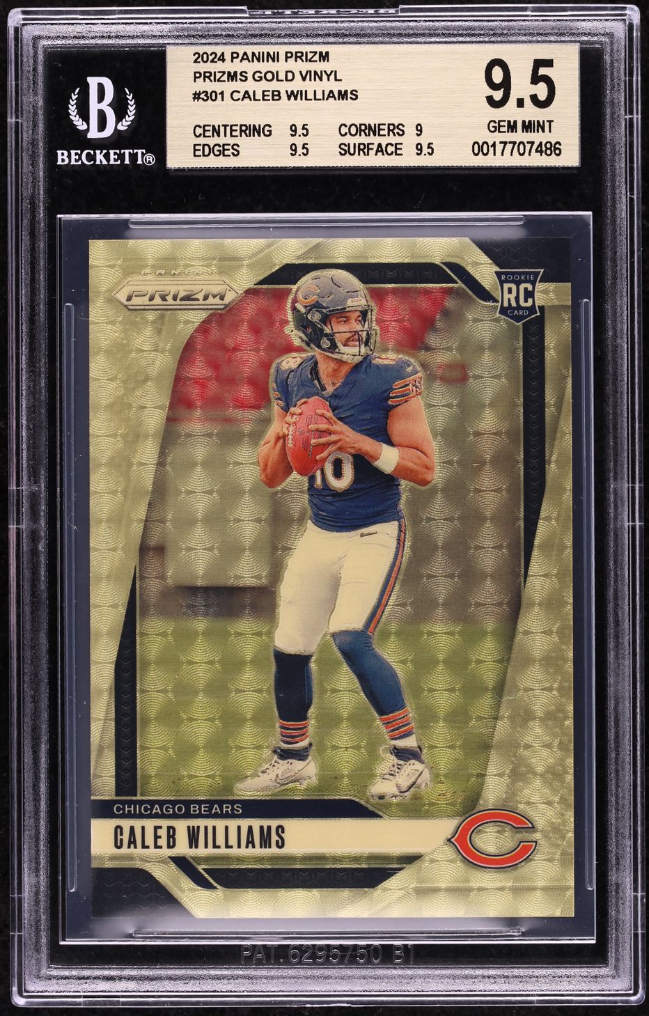 2024 Panini Prizm Gold Vinyl Caleb Williams ROOKIE 1/5 #301 BGS 9.5 GEM ...