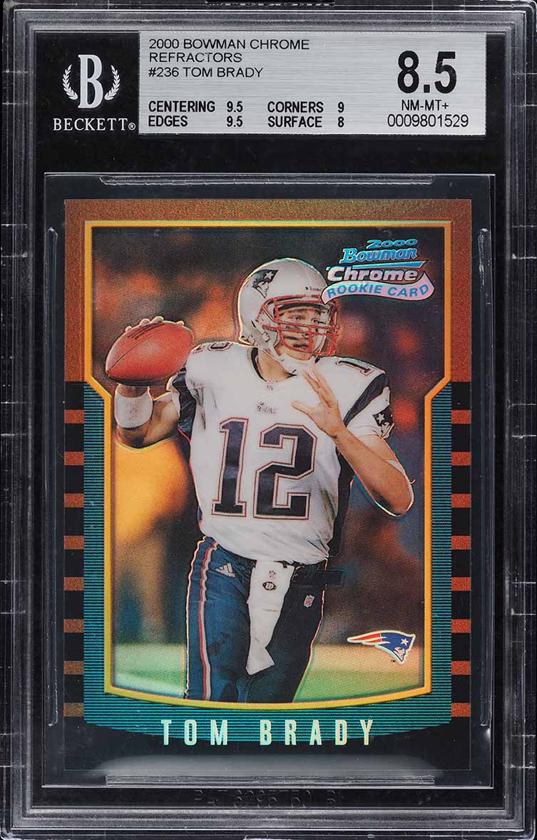 2000 Bowman Chrome Refractor Tom Brady ROOKIE #236 BGS 8.5 NM-MT+ on ...