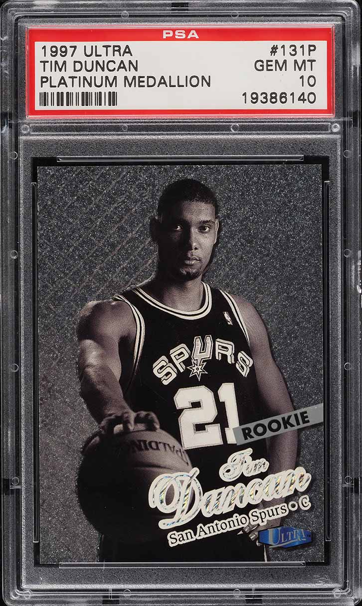 1997 Ultra Platinum Medallion Tim Duncan ROOKIE /100 #131P PSA 10 GEM ...