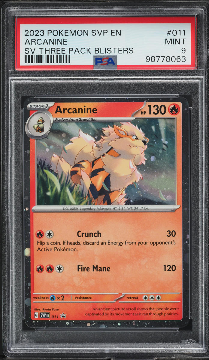 2023 Pokemon Scarlet & Violet Black Star Promo Arcanine #11 PSA 9 MINT on Fanatics Collect