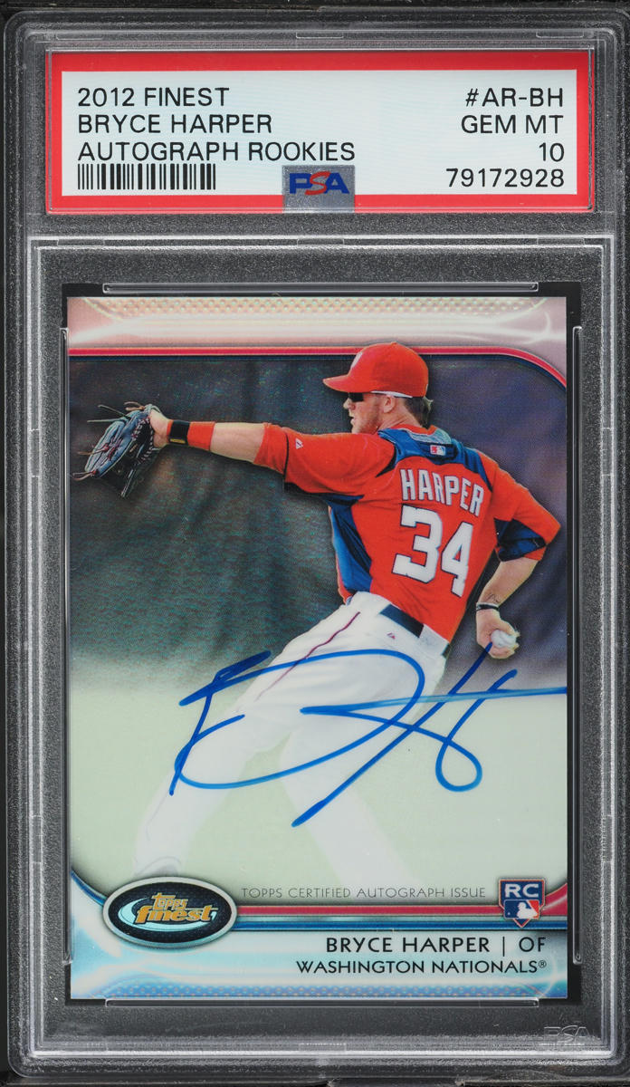 2012 Finest Bryce Harper ROOKIE AUTO /198 #AR-BH PSA 10 GEM MINT on ...
