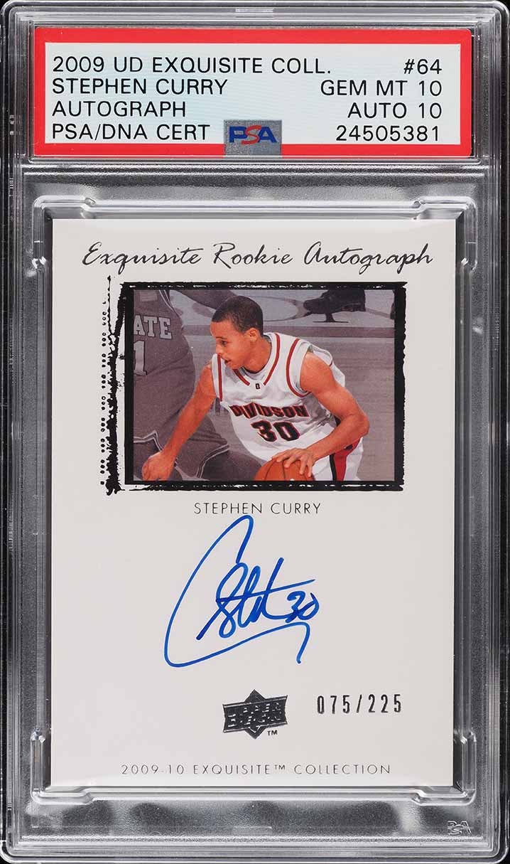2009 Exquisite Collection Stephen Curry ROOKIE AUTO DNA 10 /225 #64 PSA ...