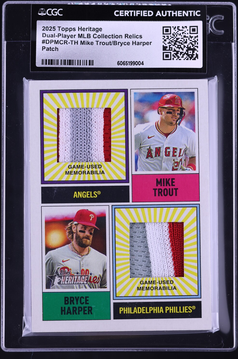 2025 Topps Heritage Dual-Player Mike Trout Bryce Harper PATCH 1/1 CGC ...