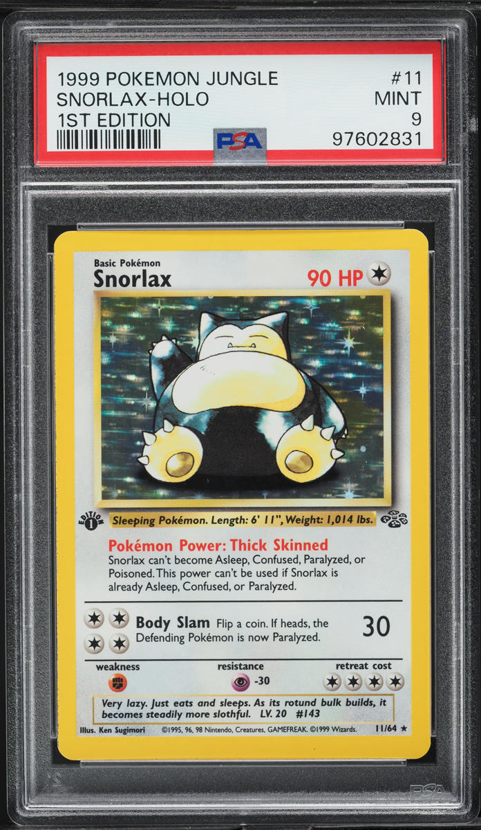 1999 Pokemon Jungle 1st Edition Holo Snorlax #11 PSA 9 MINT on Fanatics ...