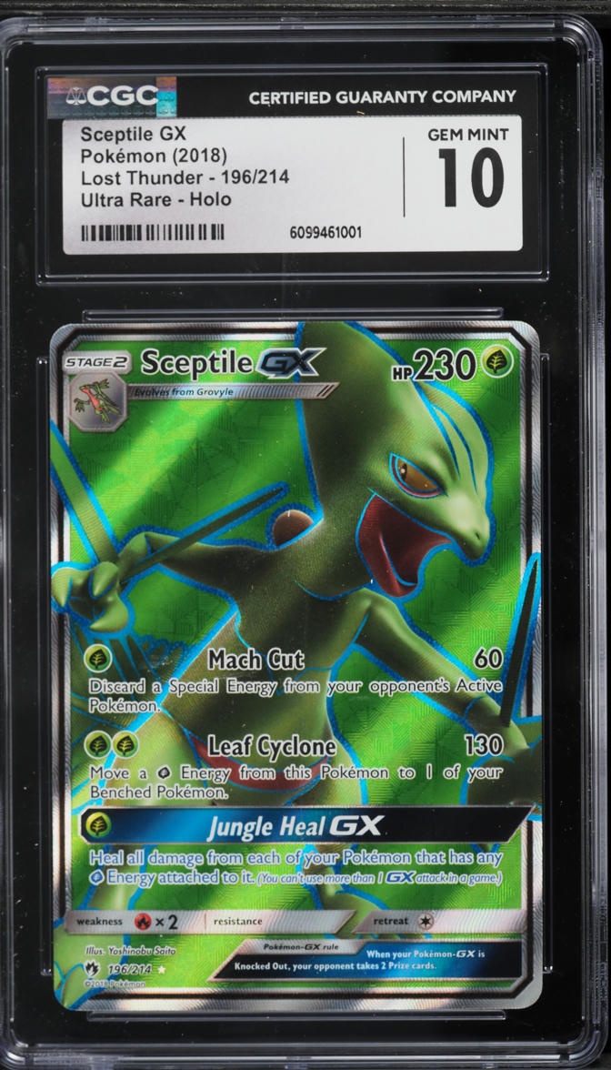 2018 Pokemon Sun & Moon Lost Thunder Full Art Sceptile GX #196 CGC 10 ...