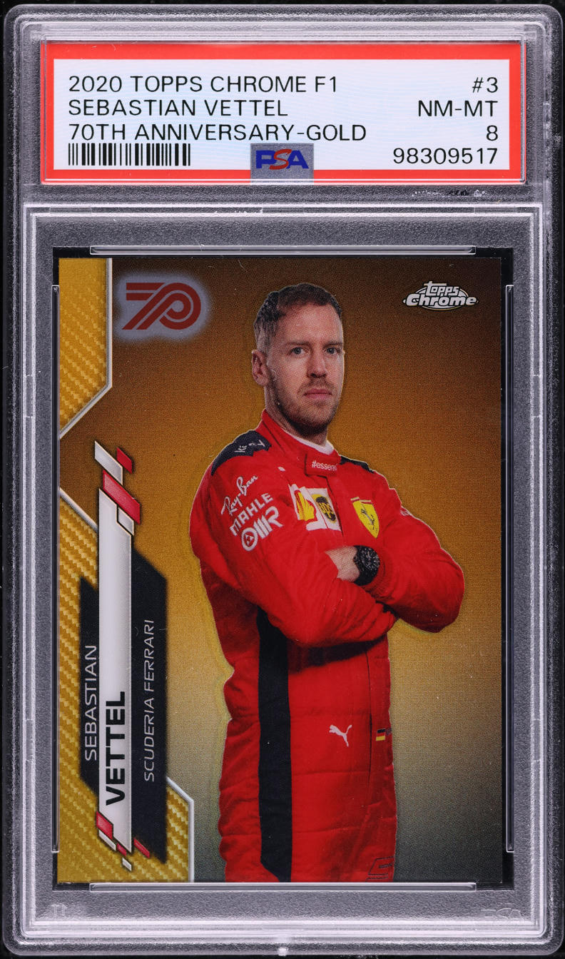 2020 Topps Chrome Formula 1 F1 70th Gold Sebastian Vettel #3 PSA 8 NM ...