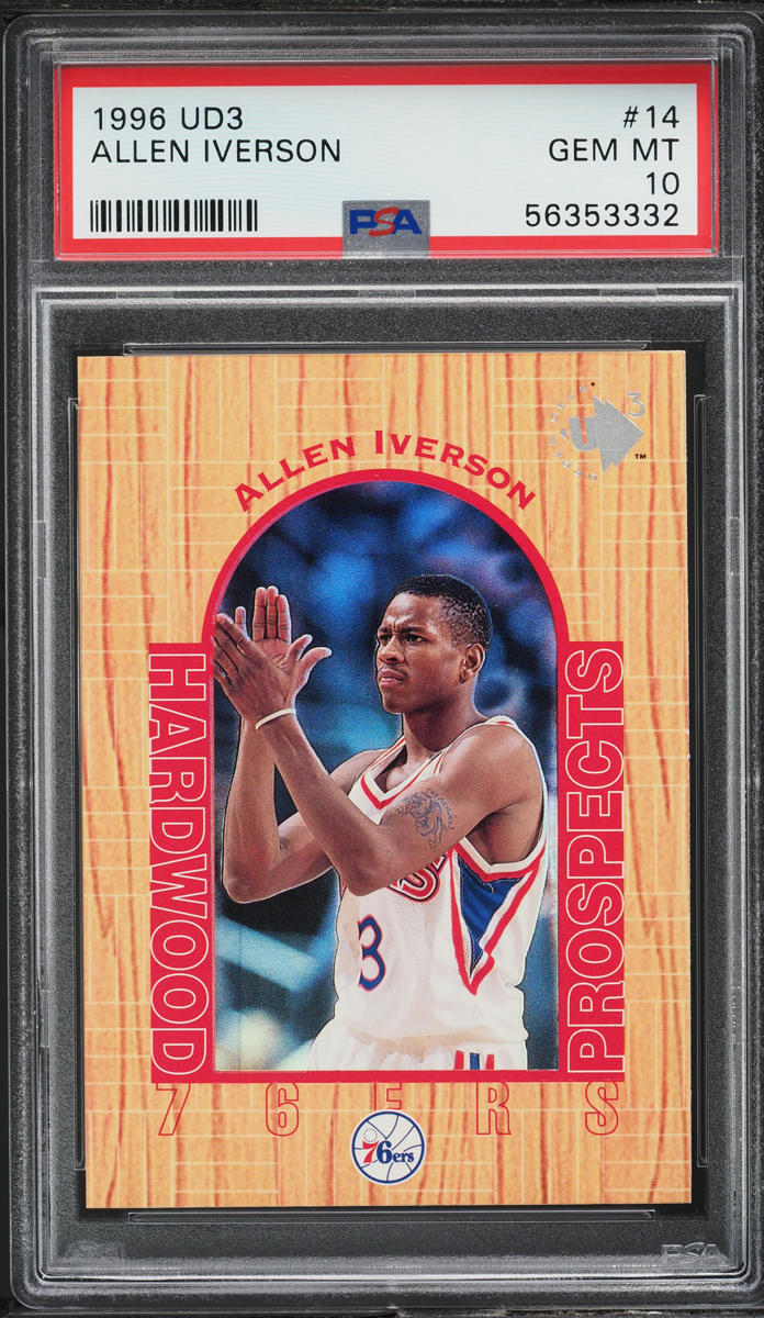 1996 UD3 Basketball Allen Iverson ROOKIE #14 PSA 10 GEM MINT on ...