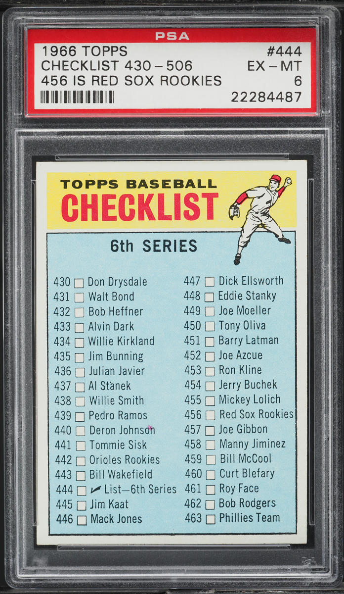 1966 Topps Checklist 430-506 #444 PSA 6 EXMT on Fanatics Collect