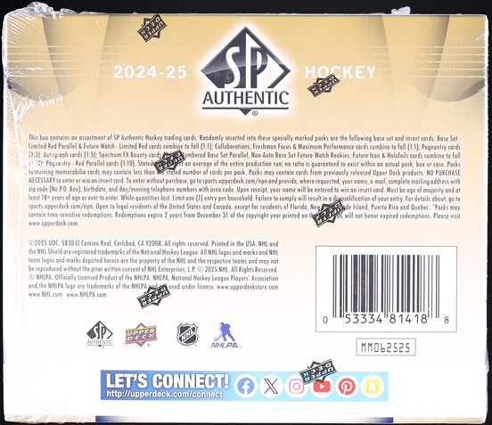 2024 SP Authentic Hockey Sealed Hobby Box, 10ct Packs on Fanatics Collect