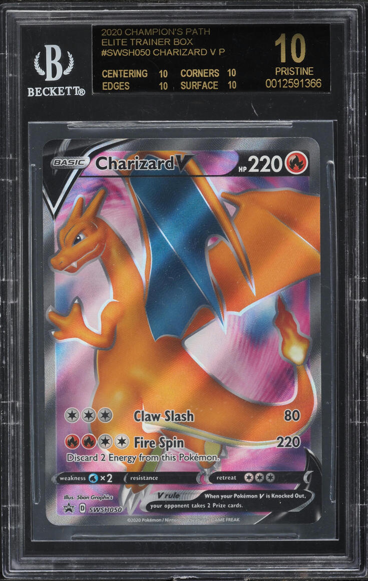 2020 Pokemon SWSH Champion's Path ETB Charizard V #50 BGS 10 BLACK ...