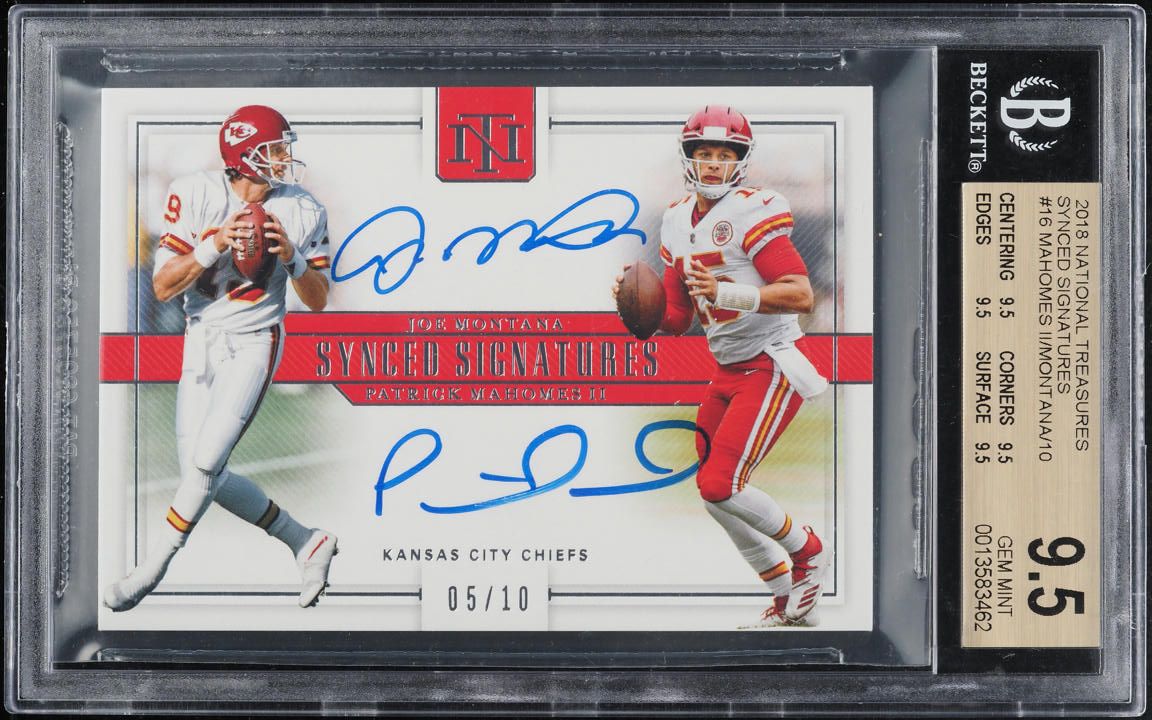 2018 National Treasures Synced Patrick Mahomes II Joe Montana AUTO /10 ...